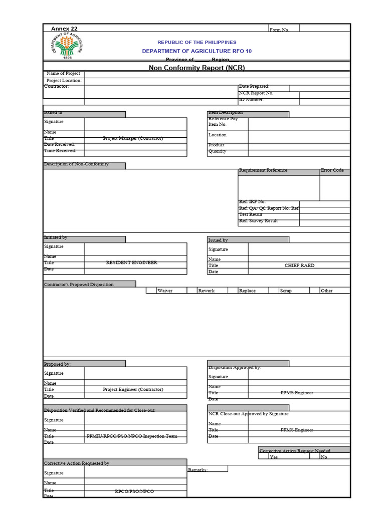 Annex 22 - Non Conformity Report | PDF | Concrete | Specification ...