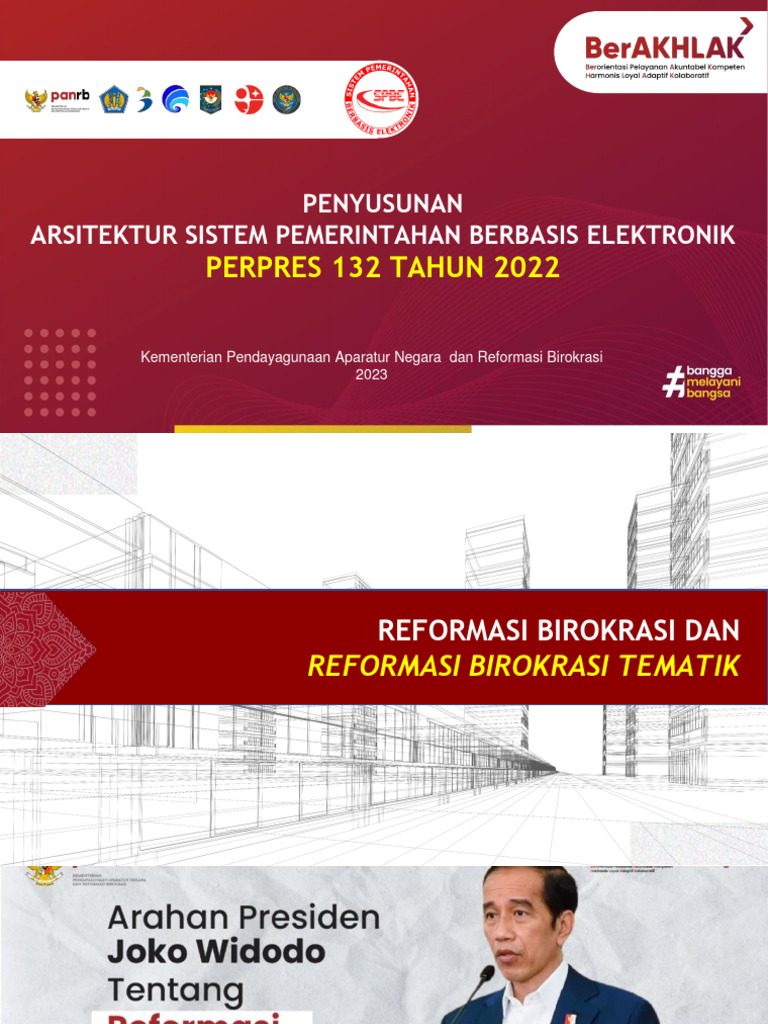 Sosialisasi Arsitektur SPBE - Perpres Nomor 132 Tahun 2022 - Wonogiri | PDF
