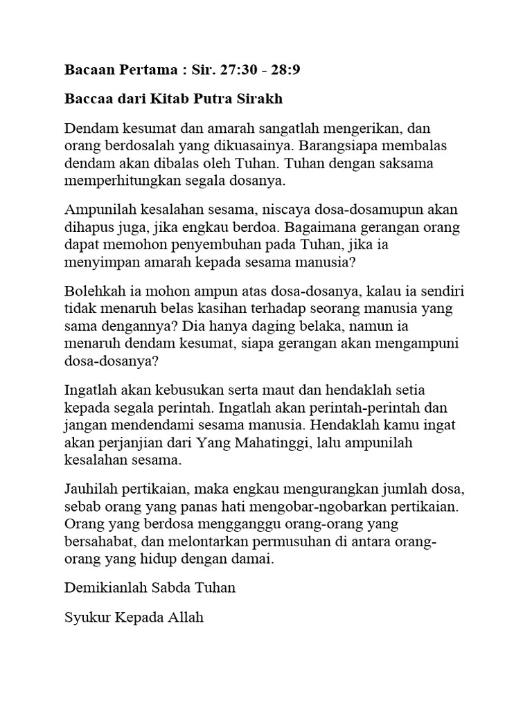 Bacaan Pertama | PDF