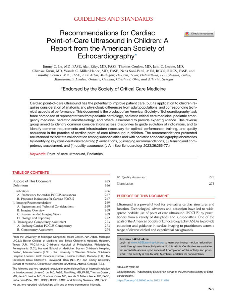 POCUS in Children | PDF | Echocardiography | Heart