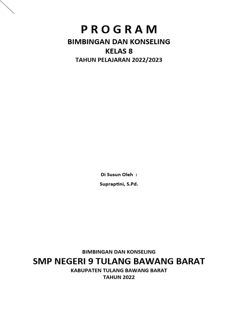 Contoh Program BK SMP Kelas 8 | PDF