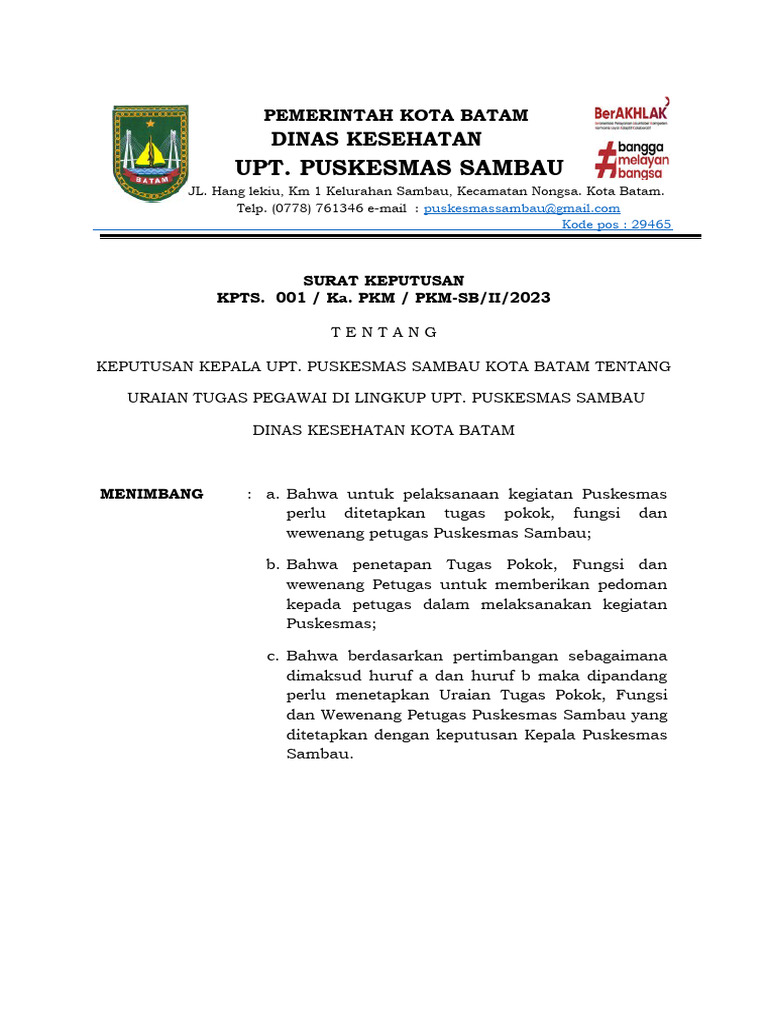 SK Uraian Tugas Ema | PDF