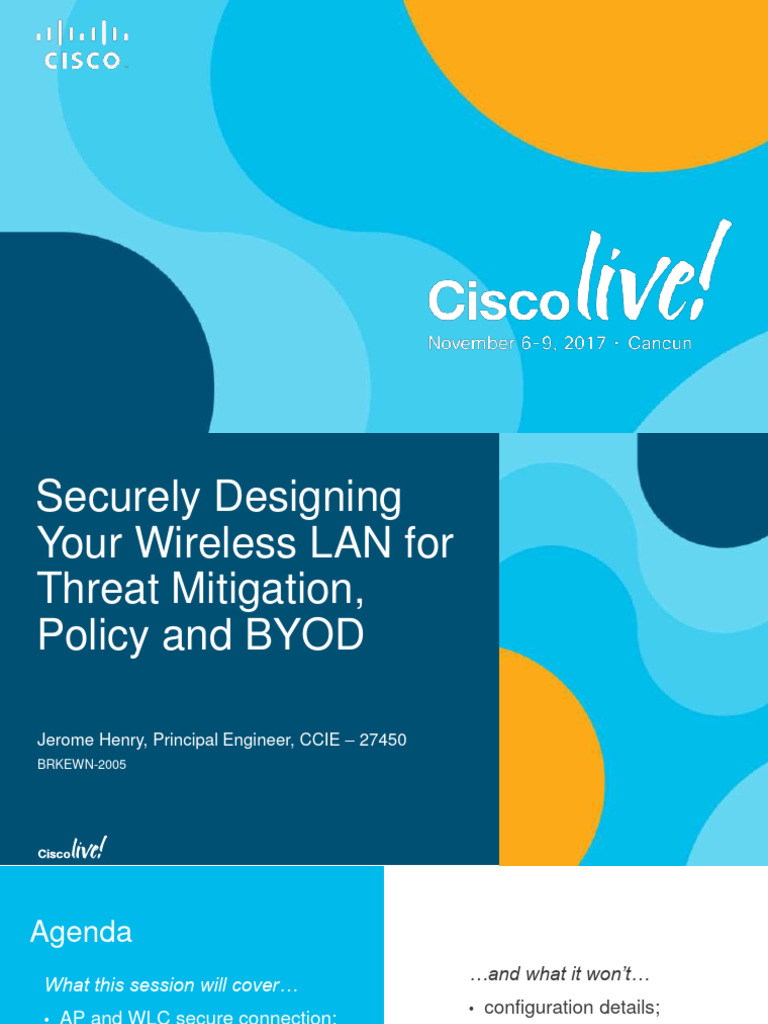Securely Designing WLAN For Threat Mitigation, Policy and BYOD | PDF | Radius | Security Engineering