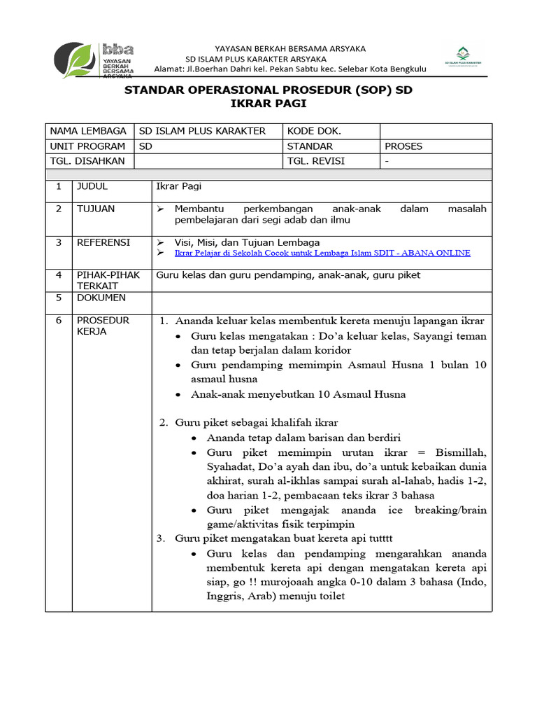 SOP IKRAR Toilet Lengkap | PDF | Karier & Perkembangan | Seni ...