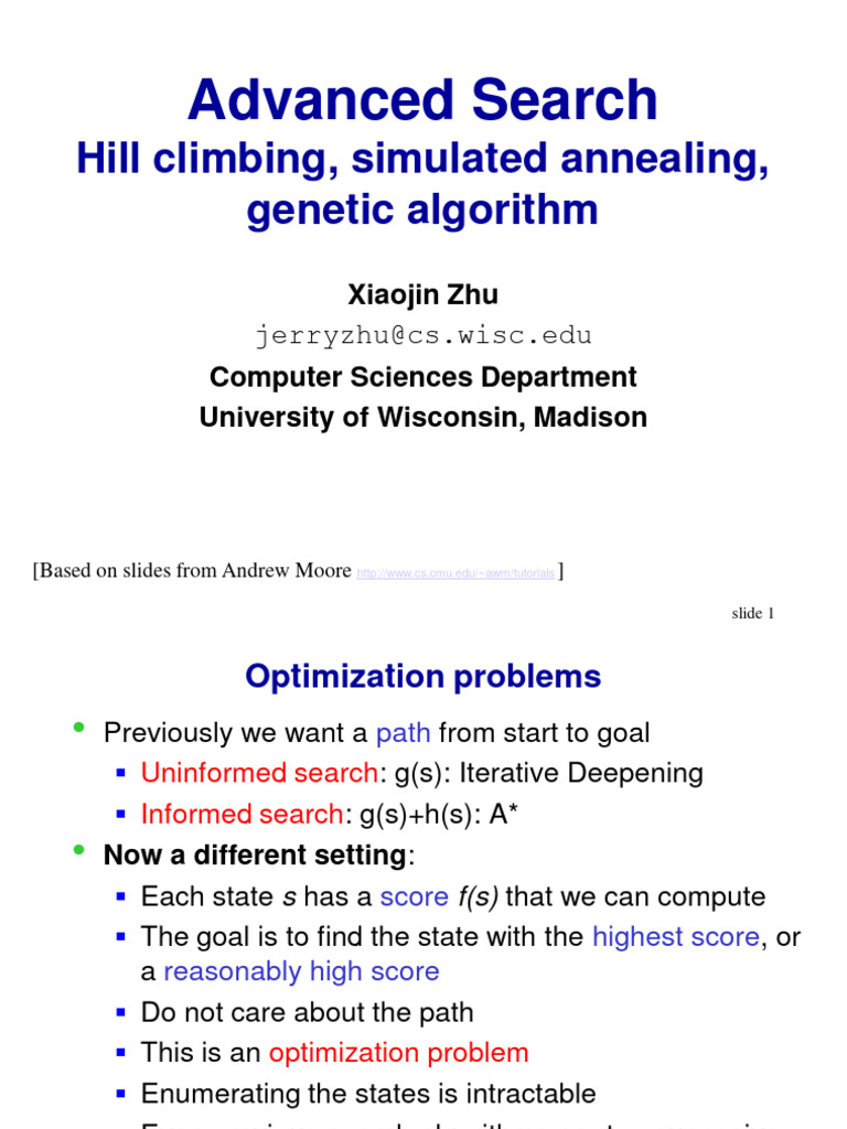 Hillclimbing | PDF | Natural Selection | Genetic Algorithm