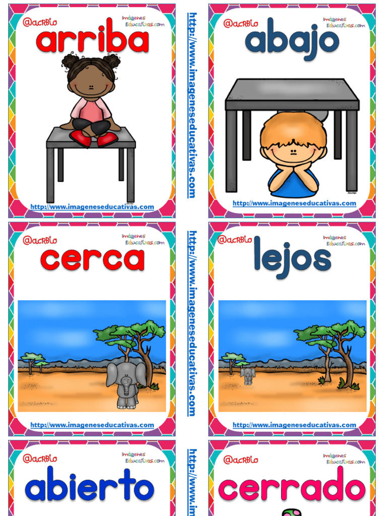 Tarjetas Opuestos Antonimos Parte 2 | PDF