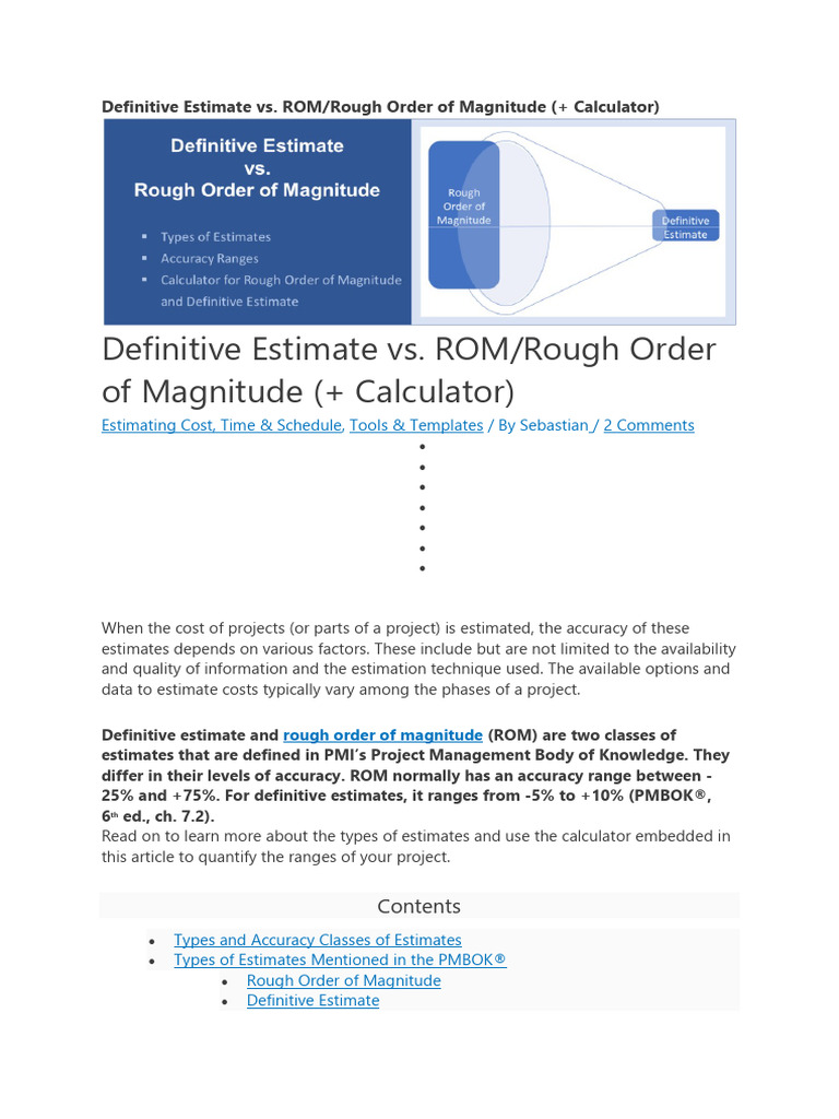 Rough Order | PDF | Accuracy And Precision | Business