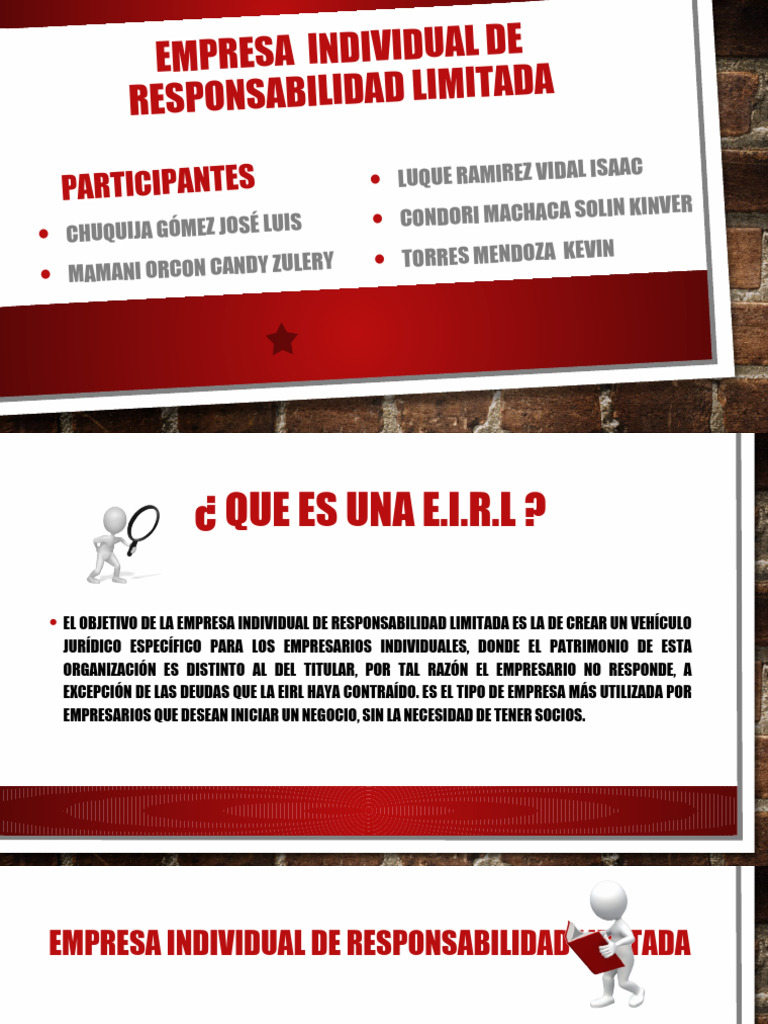 Eirl Exposicion | PDF | Sociedad de responsabilidad limitada | Bienes (Ley)