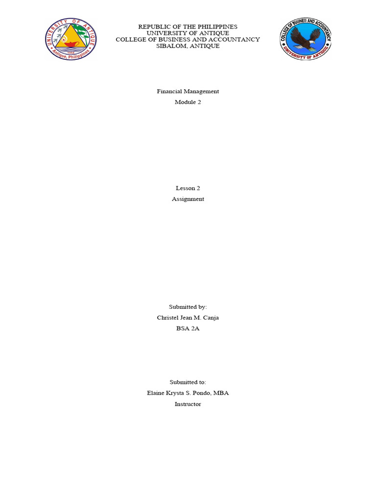 Finan.2 Module-2 Assignment Lesson-2 | PDF | Investing | Return On Investment
