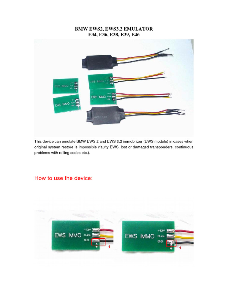 BMW Ews Immo Emulator User Manual | PDF