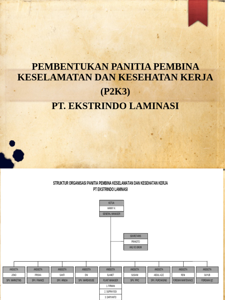 Struktur dan Tugas P2K3 PT Ekstrindo | PDF