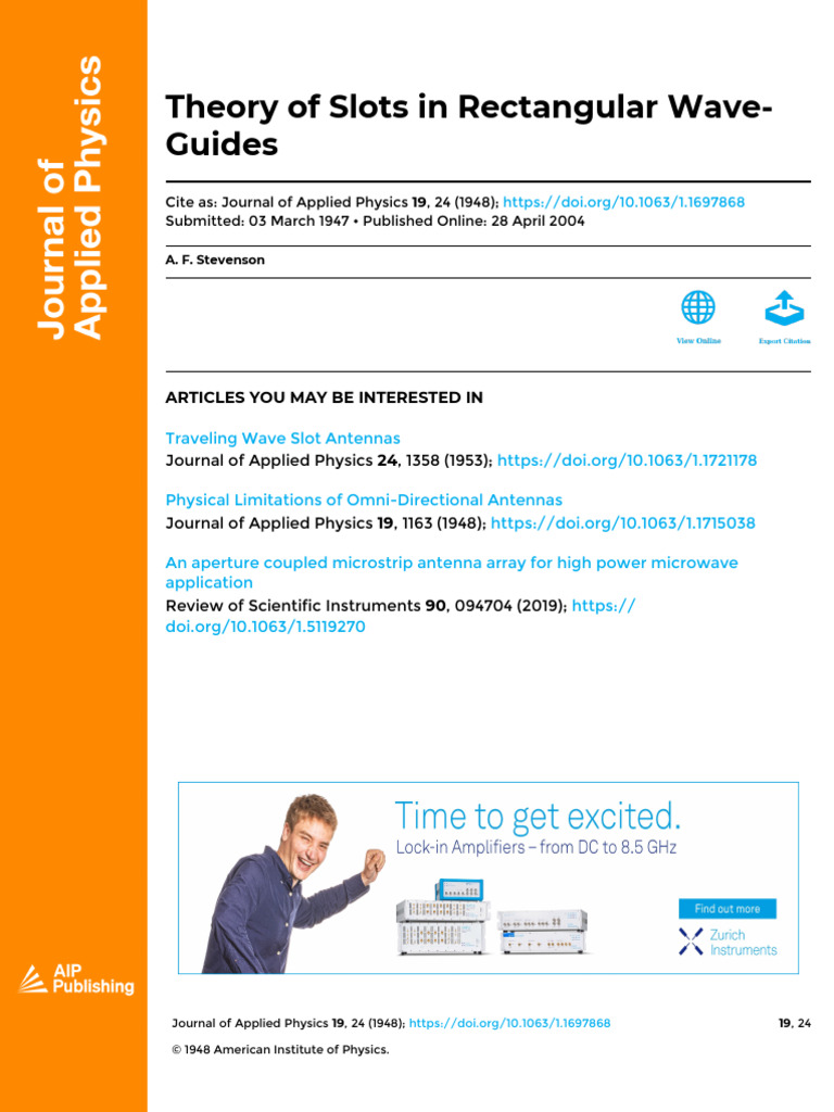 Theory of Slots in Rectangular Waveguides J.appl. PH 1948 | PDF ...