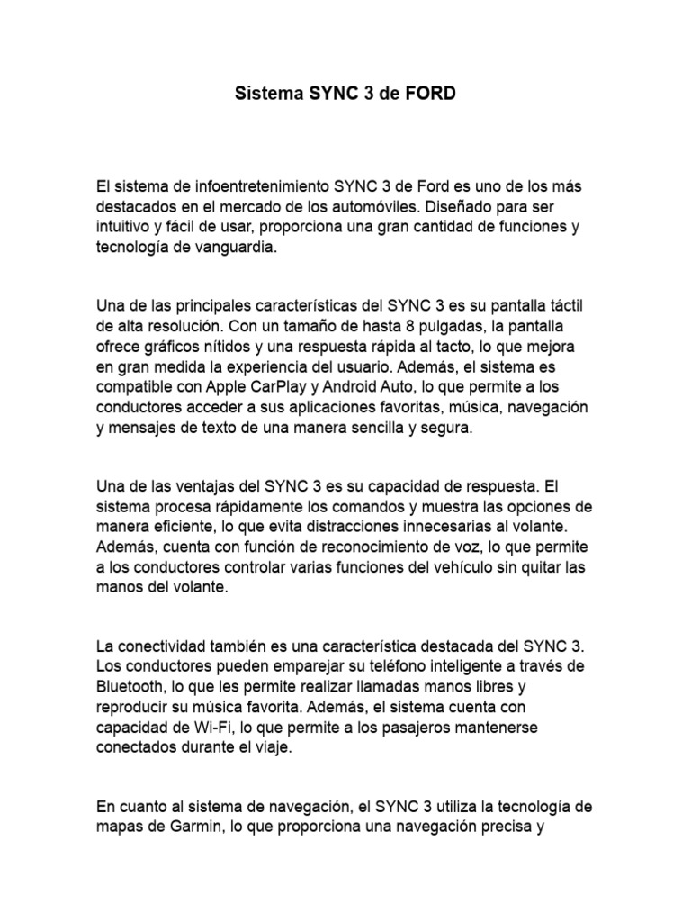 Sistema SYNC 3 de FORD | PDF | Tecnología