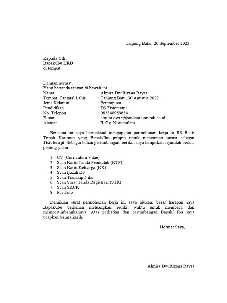 Lamaran Klinik-1 | PDF | Karier & Perkembangan