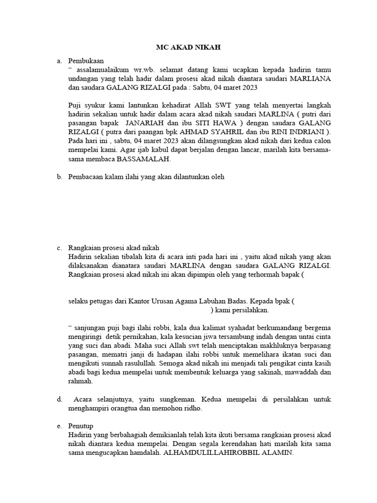 MC Akad Nikah | PDF