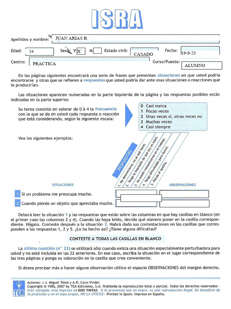ISRA Cuadernillo | PDF