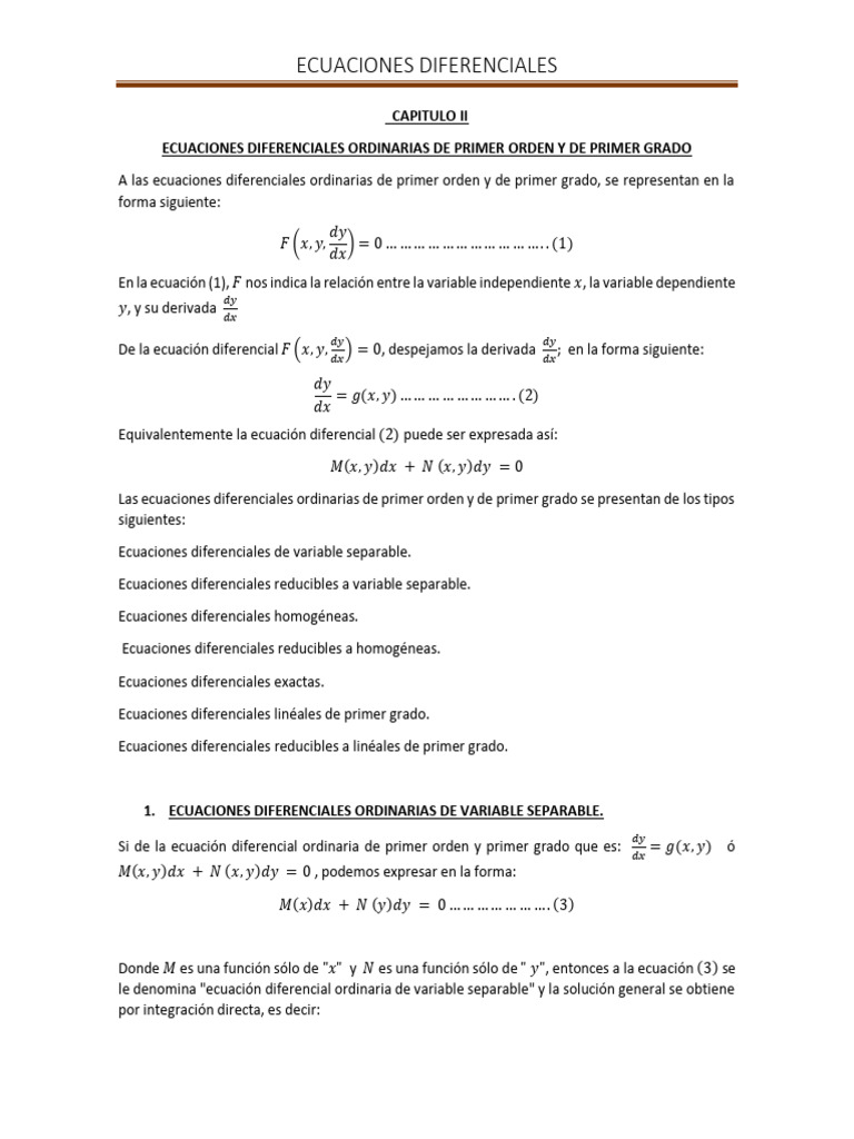 2 Ec Dif De Variables Separables Y Reducibles Pdf Ecuaciones
