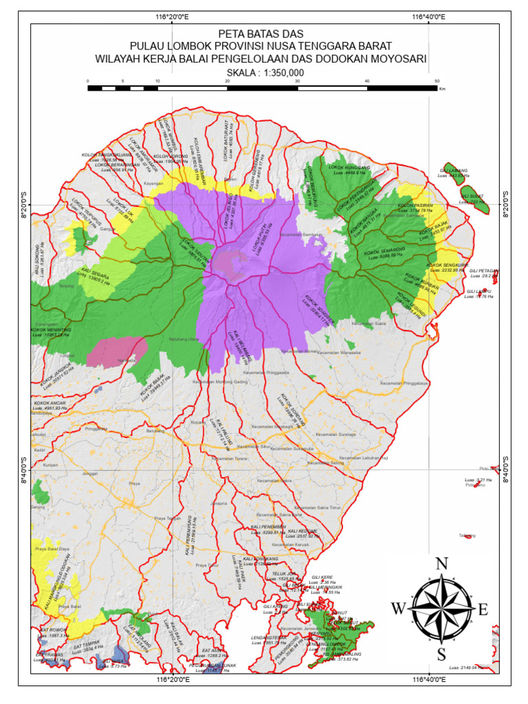 Peta Batas Das Pulau Lombok Provinsi Nusa Tenggara Barat Wilayah Kerja Balai Pengelolaan Das ...