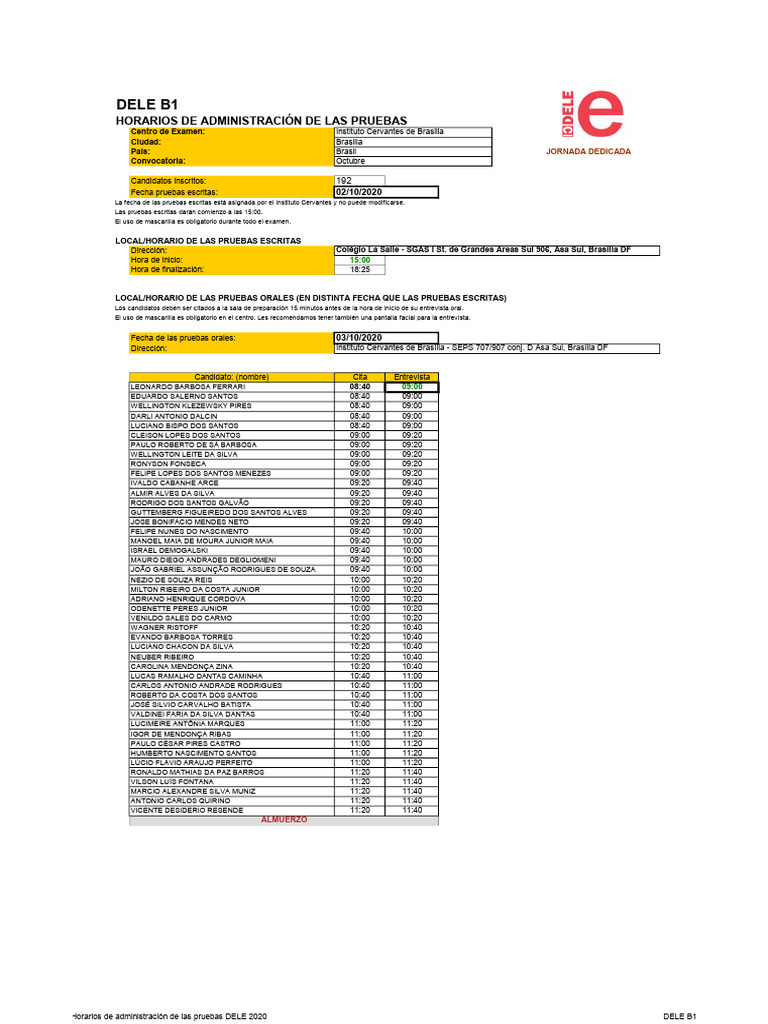 Dele Octubre b1 - 02 Out 20 Escrita e 03 Out 20 Oral | PDF