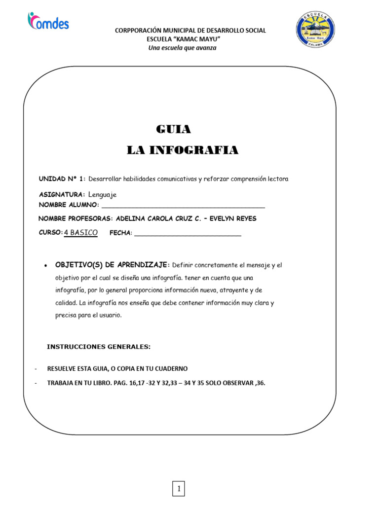 Guia de Infografia 4 Basico Ok | PDF | Infografia | Comunicación humana