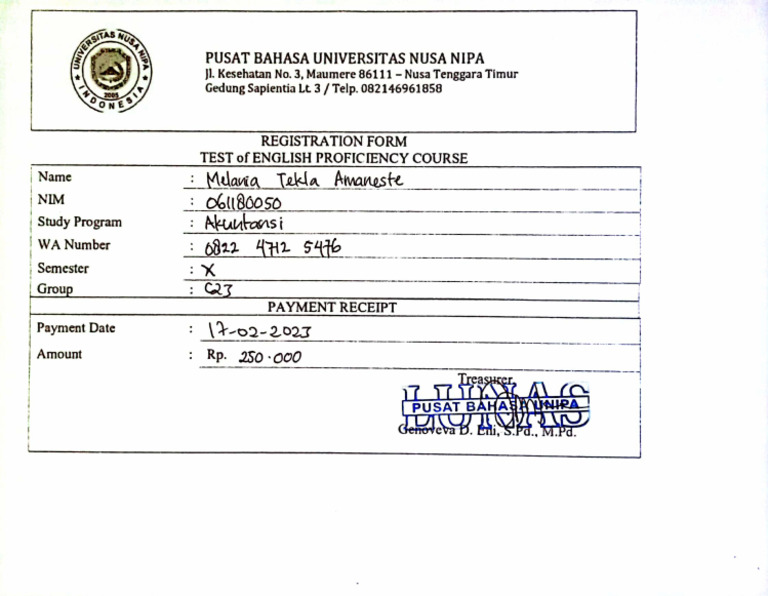Bukti Pembayaran Bahasa Inggris | PDF