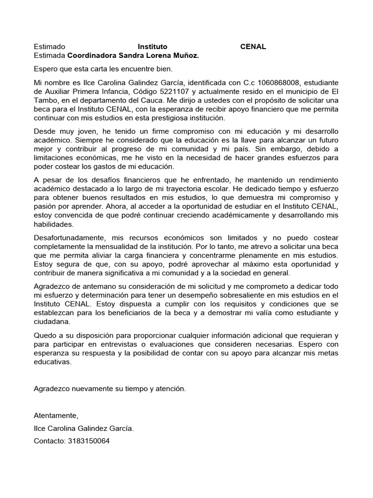 Solicitud de Beca para Estudios CENAL | PDF | Salud y bienestar