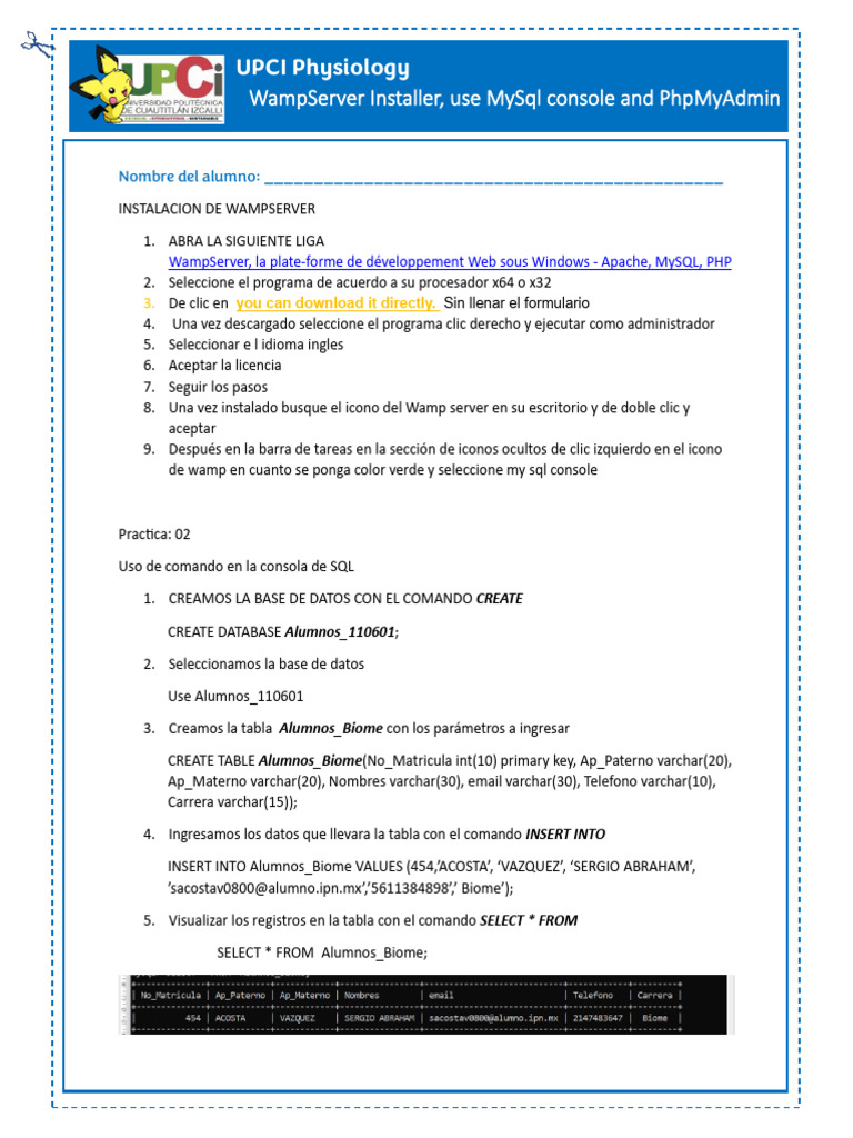 Wampserver Practica 1 y 2 | PDF | Mi sql | SQL