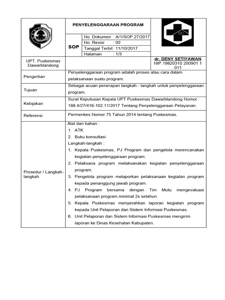 Sop Penyelenggaraan Program | PDF