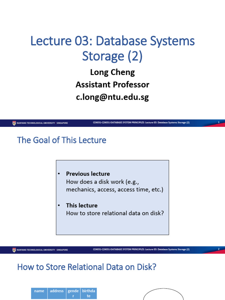 Lecture 03 Storage (2) - Without Answers | PDF | Disk Storage | Databases
