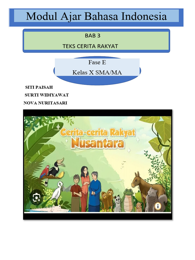 Modul - Ajar - Sip Teks - Cerita - Rakyat - MGMP (1) - 1 | PDF