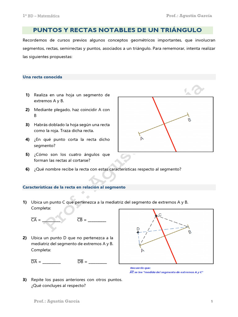 4deg Ano - Puntos y Rectas Notables de Un Triangulo | Descargar gratis PDF | Triángulo ...