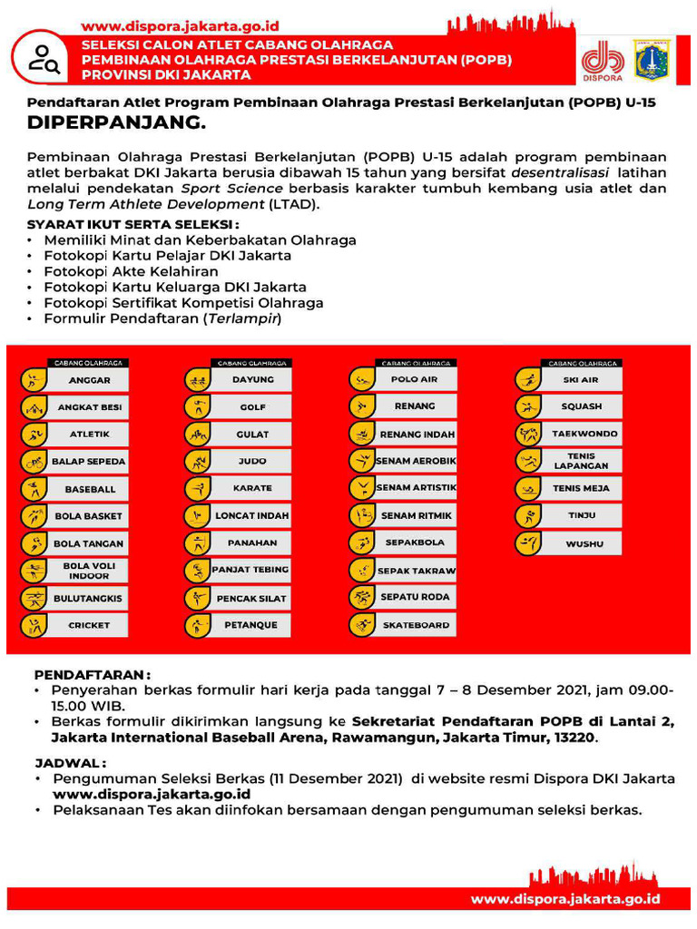 Formulir Pendaftaran Atlet Popb 2022 | PDF