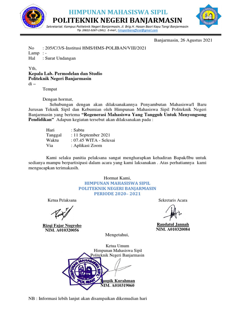 Contoh Surat Undangan Resmi | PDF