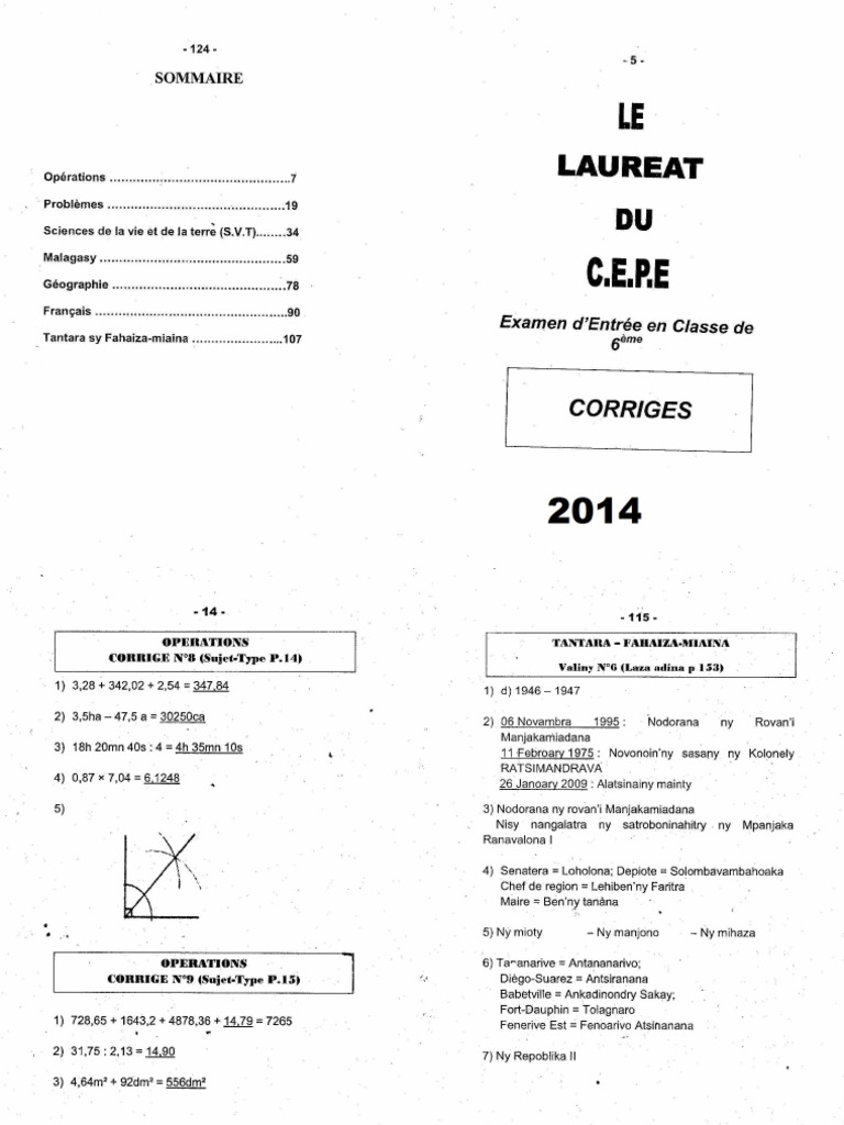 CEPE Loreat CORRIGEE | PDF