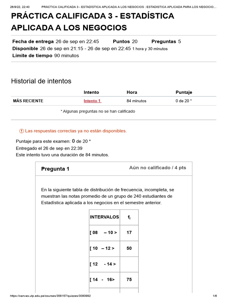 Práctica Calificada 3 Estadística Aplicada A Los Negocios