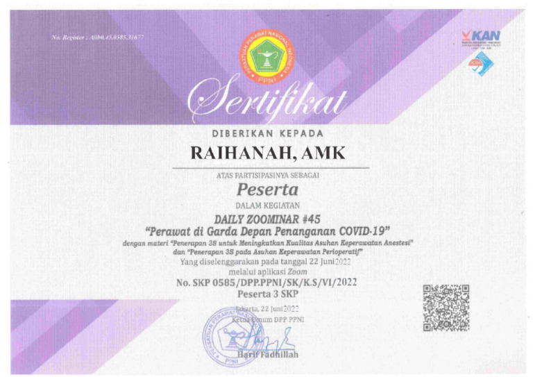 Sertifikat 22 Juni 2022, 3 SKP | PDF