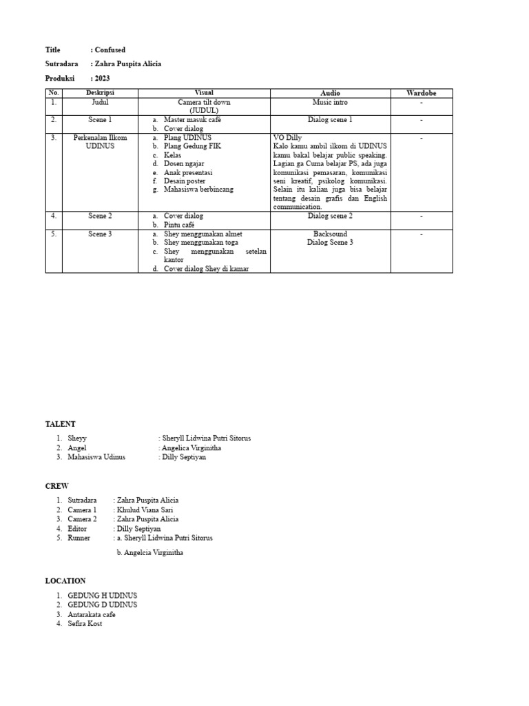 Storyboard Iklan Uas | PDF