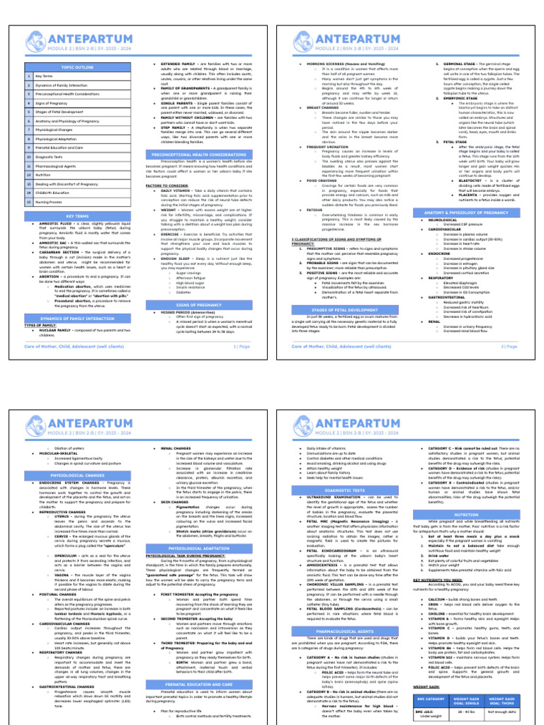 Module 2 - Antepartum | PDF | Pregnancy | Prenatal Development