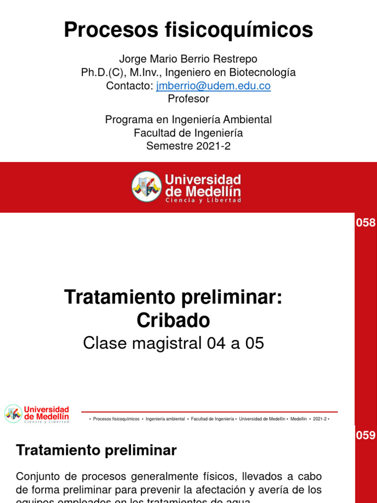 cribado | PDF | Agua | Ingeniería Ambiental