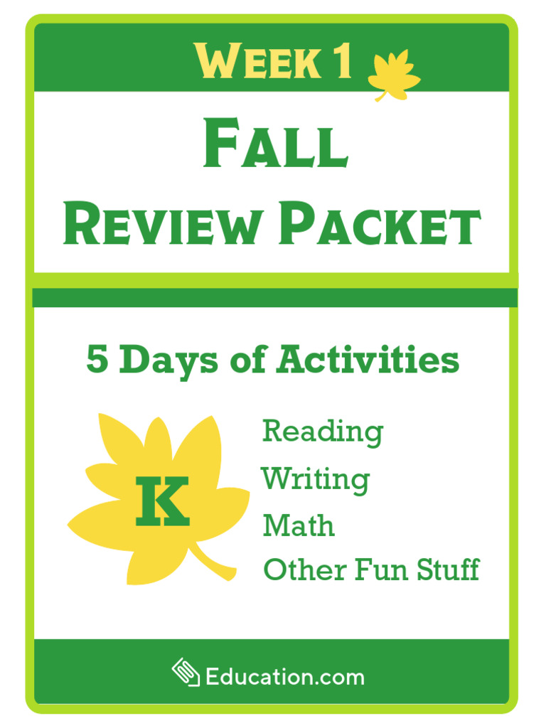 Fall Review Packet Kindergarten Week 1 1 | PDF