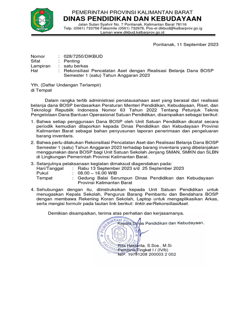 Undangan Rekon Aset Dan Belanja | PDF
