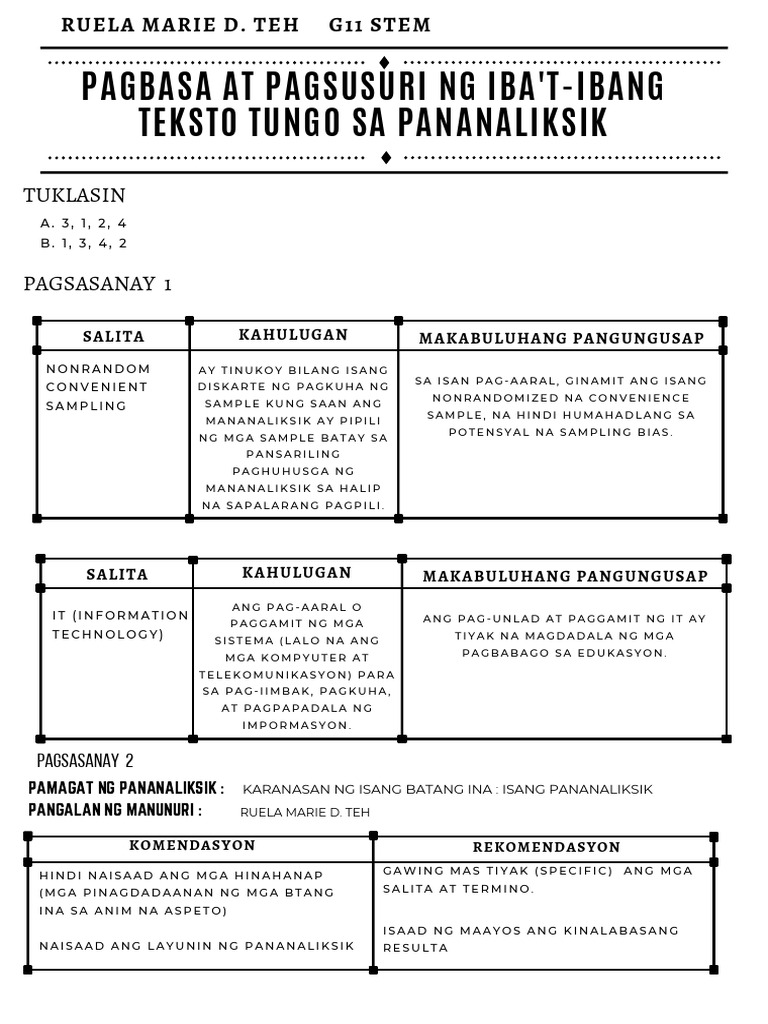 Pagbasa at Pagsusuri NG Iba't-Ibang Teksto Tungo Sa Pananaliksik | PDF