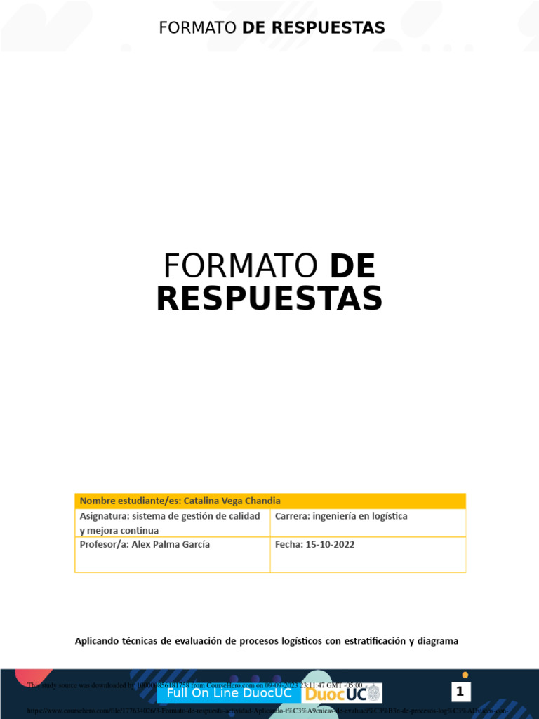 Formato de Respuesta Actividad Aplicando T Cnicas de Evaluaci N de Procesos Log Sticos Con ...