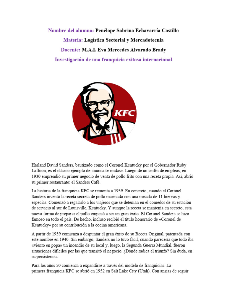 Franquicia KFC | PDF | Business | Economias Franquicia KFC | PDF | Business | Economias