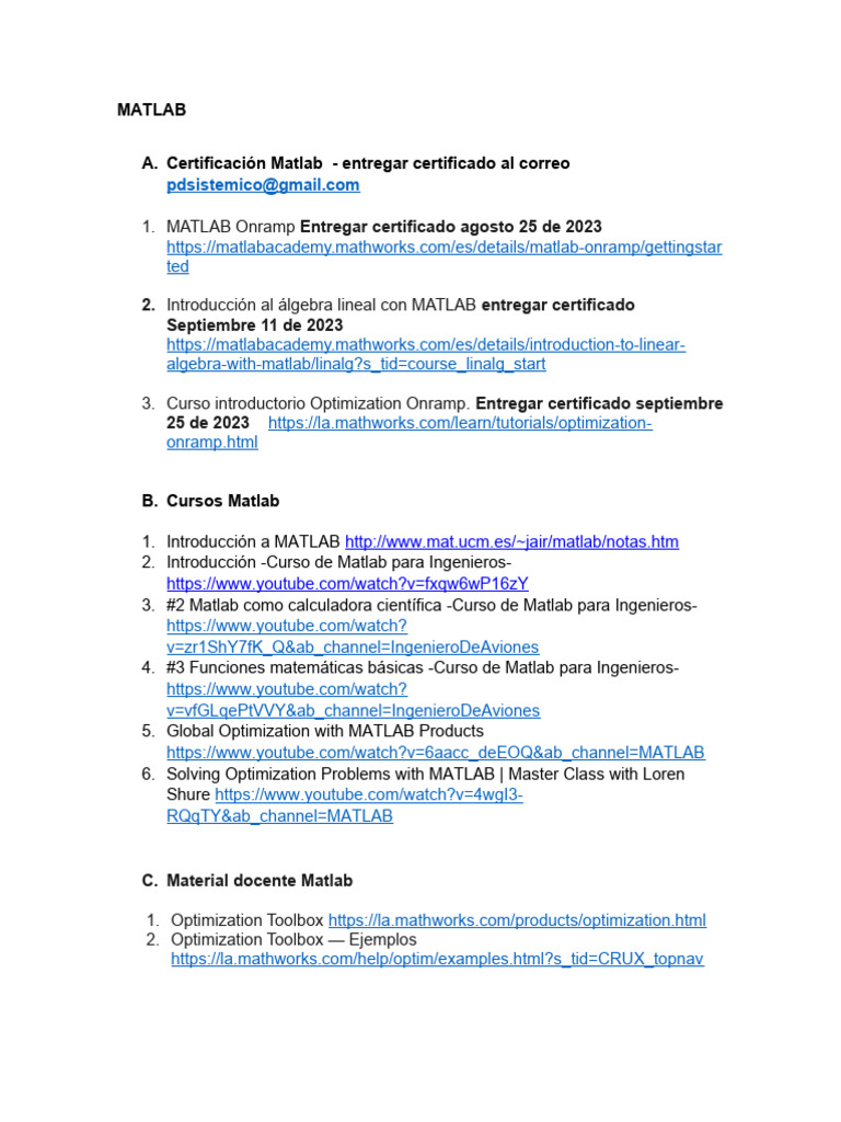 MATLAB Certification & Courses Guide | PDF | Matlab | Mathematical Optimization