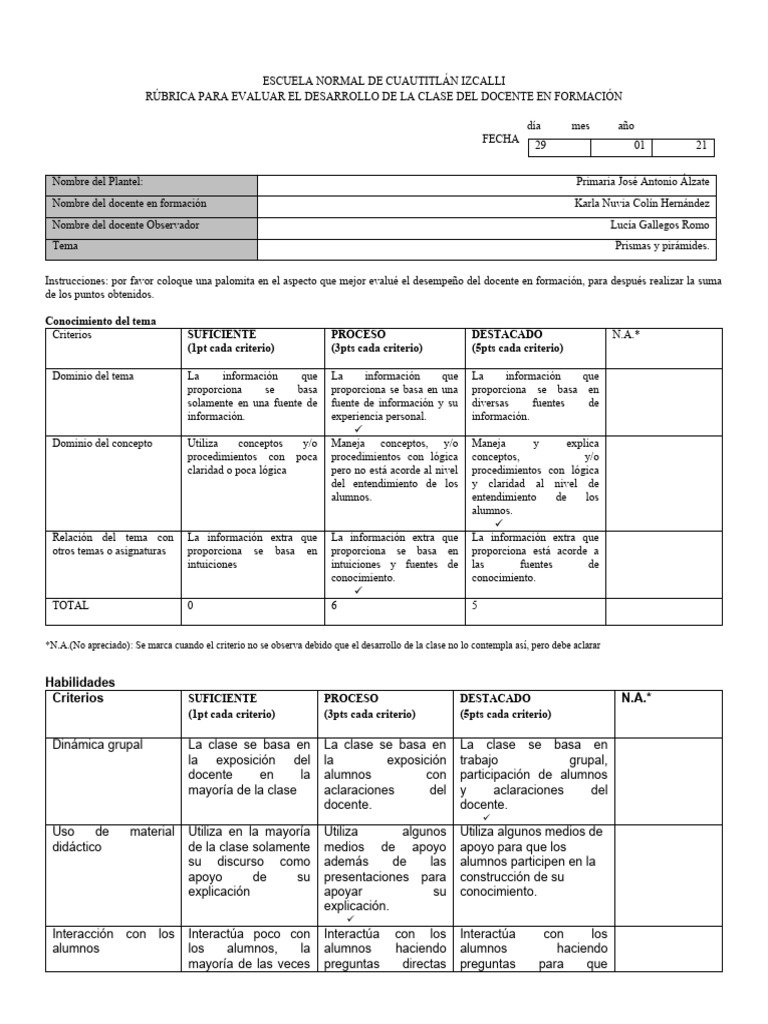 Rubrica de Evaluacion | PDF | Ciencia cognitiva | Aprendizaje