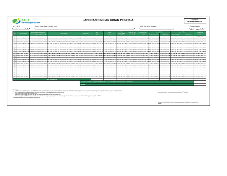 Formulir 2 BPJS Ketenagakerjaan | PDF