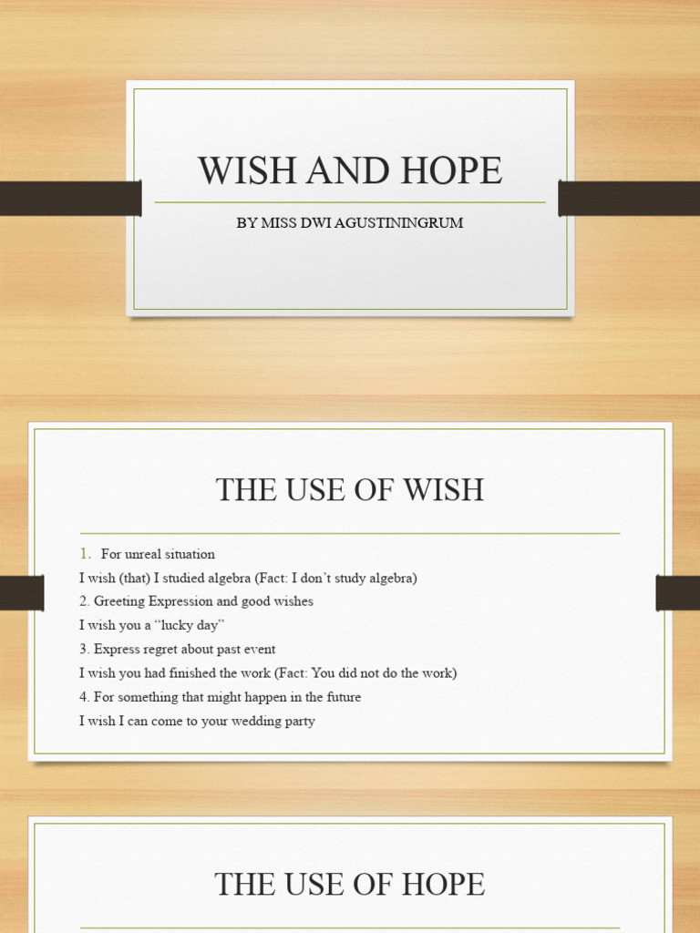 Understanding Wish and Hope Usage | PDF | Language Mechanics | Grammar