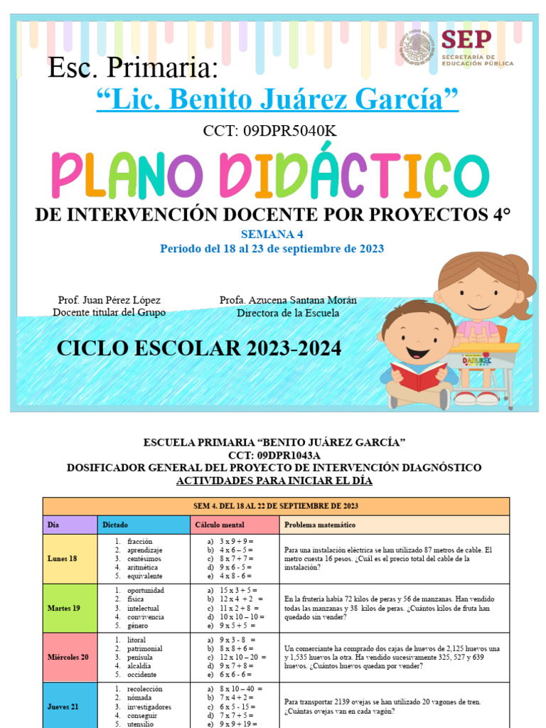 4° Sem4 Word Planeación Proyectos Darukel 23-24-1 | PDF | Evaluación | Adjetivo