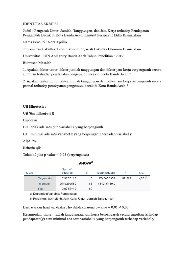 Pengaruh Faktor Terhadap Pendapatan | PDF